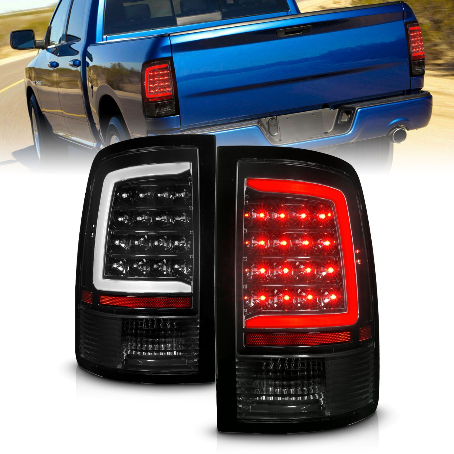 Dodge Ram 1500 09-20 Led Tail Lights Black Housing Clear – Major Key